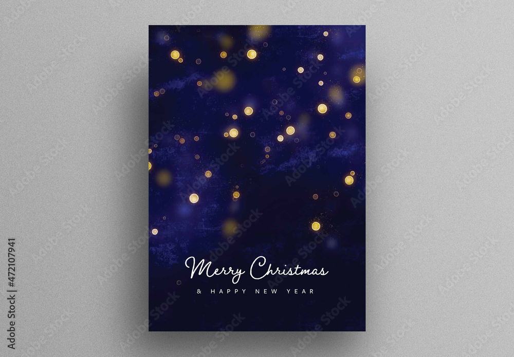 Christmas Poster Layout with Blue and Gold Accent Stock Template ...
