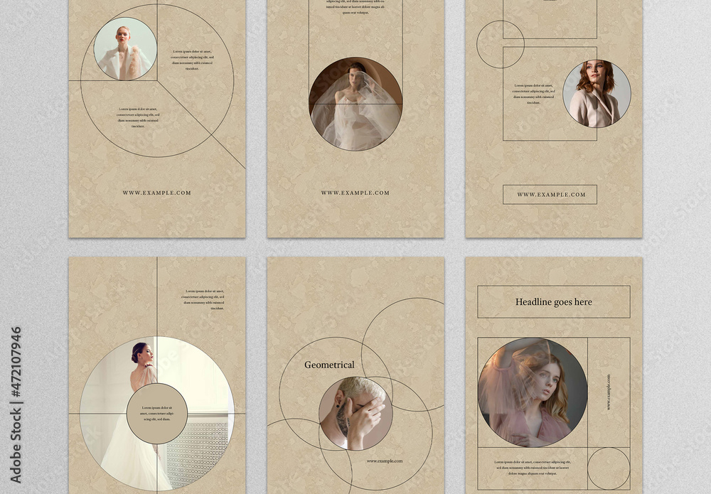 Trendy Story Layouts with Brown Accent Texture and Photo Placeholders ...