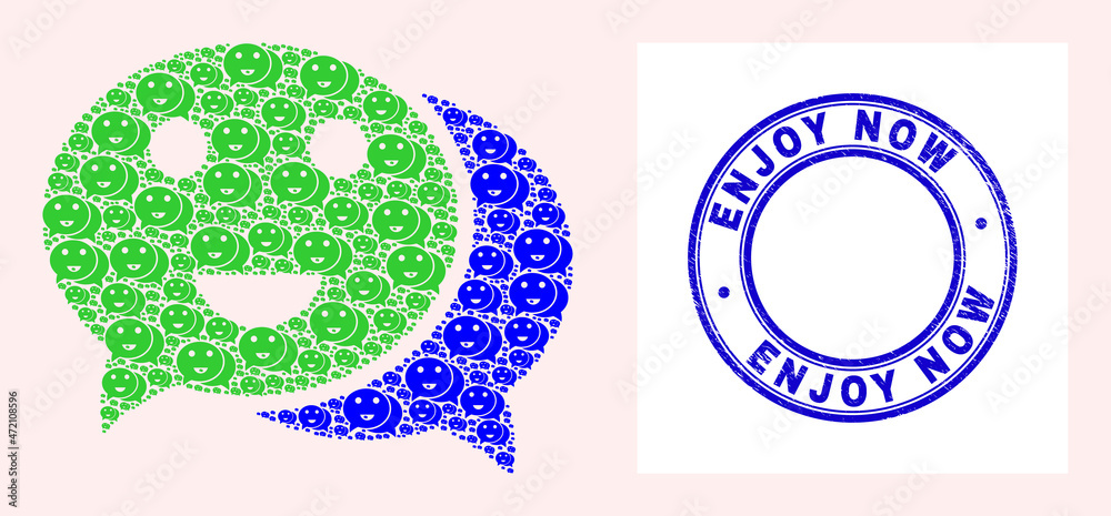 Vector happy chat icon composition is formed from random recursive ...