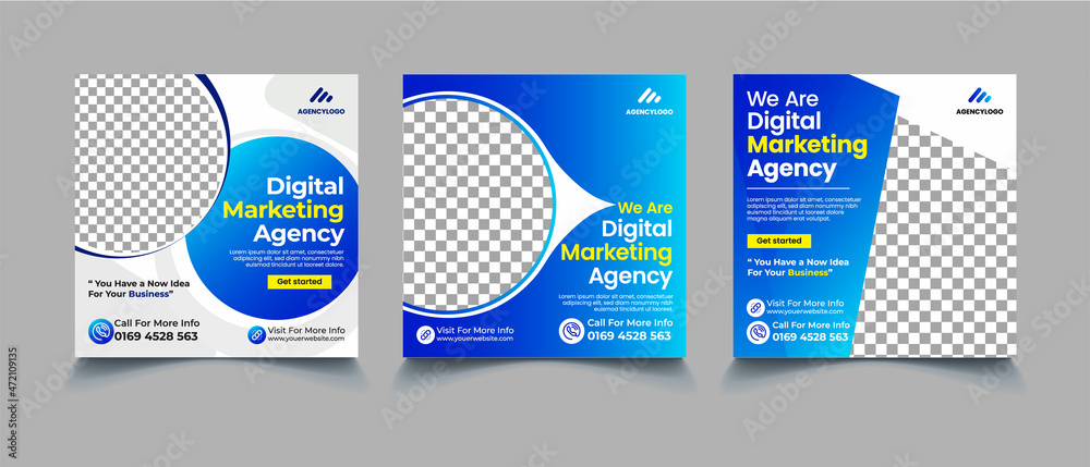 Professional digital marketing social media post design template ...