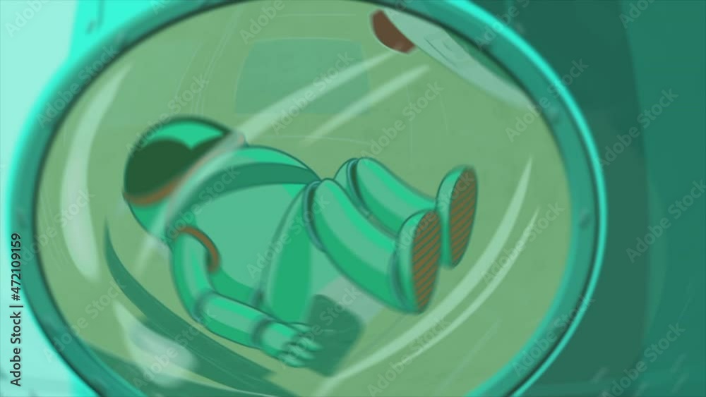 Vidéo Stock 2D Animation with a pilot on a spaceship starting the ...