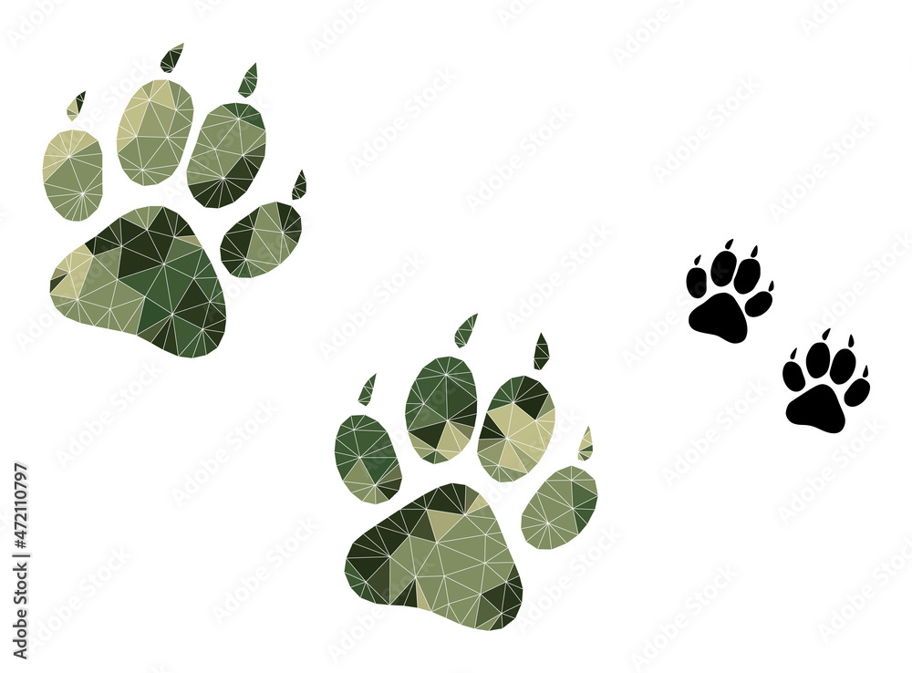 Camouflage triangle mosaic tiger fingerprints icon. Low-poly tiger ...