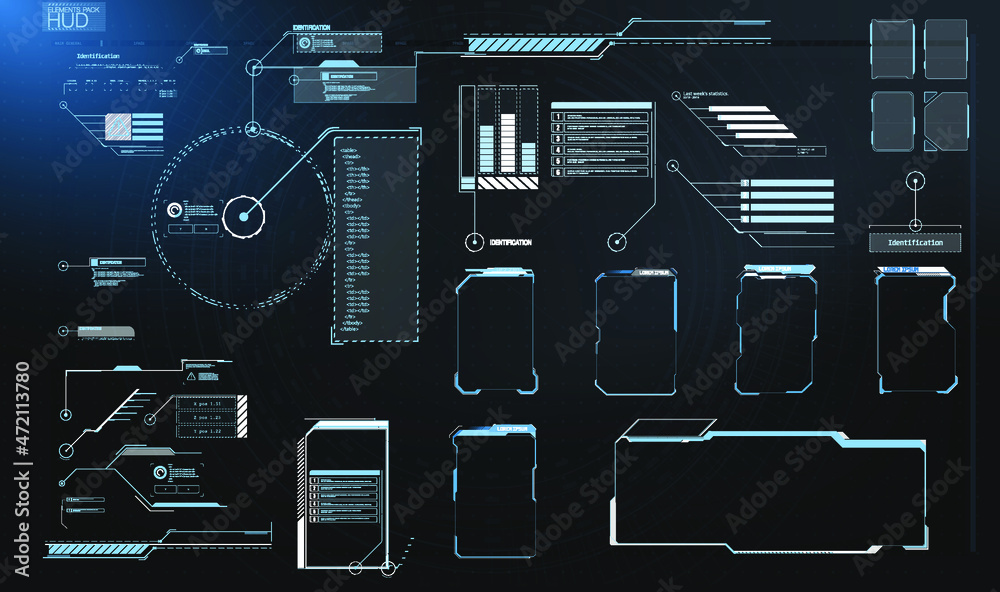 Hud elements,graph.Vector illustration.Head-up display elements for the ...
