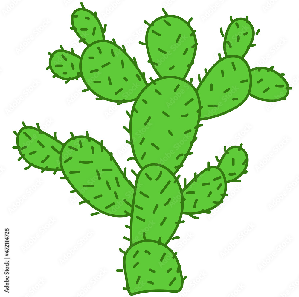 Vector Nopal, cactácea mexicana opuntia, ilustración digital Stock ...