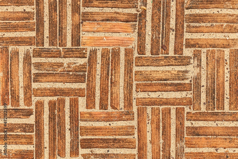 Brown brick floor texture background. Brickwork or stonework flooring ...