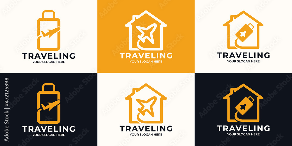 house plane combination logo for traveling and holiday inspiration logo ...