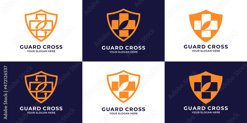 shield cross health logo for medical pharmacy inspiration logo เวกเตอร์ ...