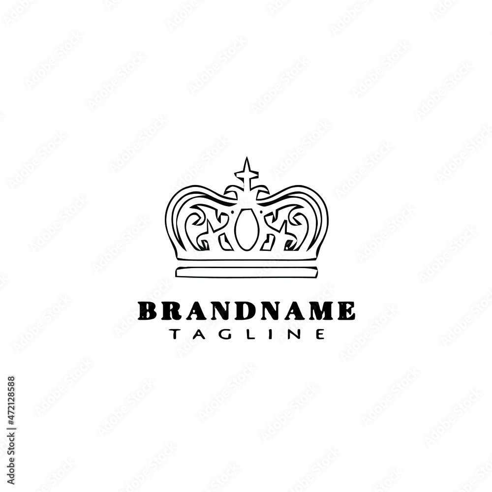 cute crown logo cartoon design template icon black isolated vector ...