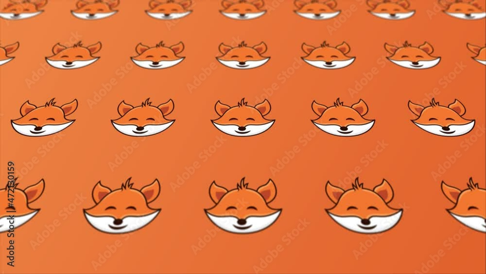 fox head cartoon animated background video for child Stock Video ...