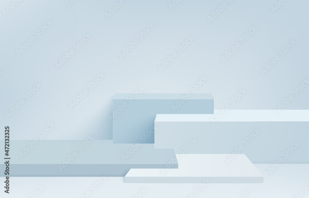Background vector 3d blue rendering with podium and minimal blue wall ...