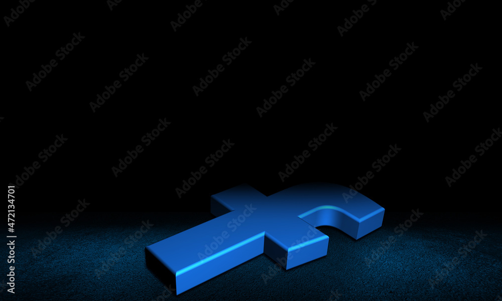3D Rendering Facebook Logo Laying in Dark texture background. Three ...