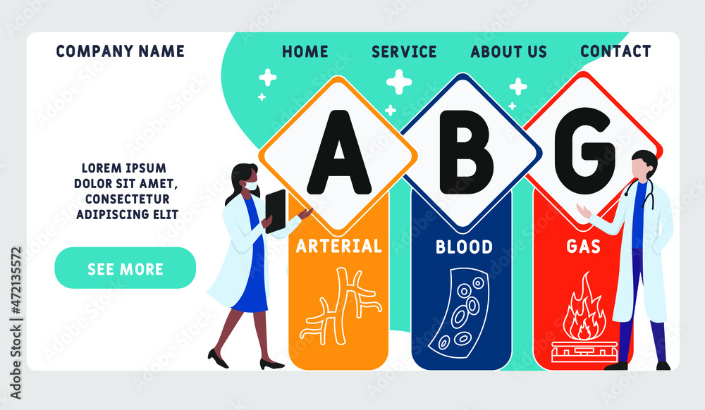 ABG - Arterial Blood Gas acronym. business concept background. vector ...