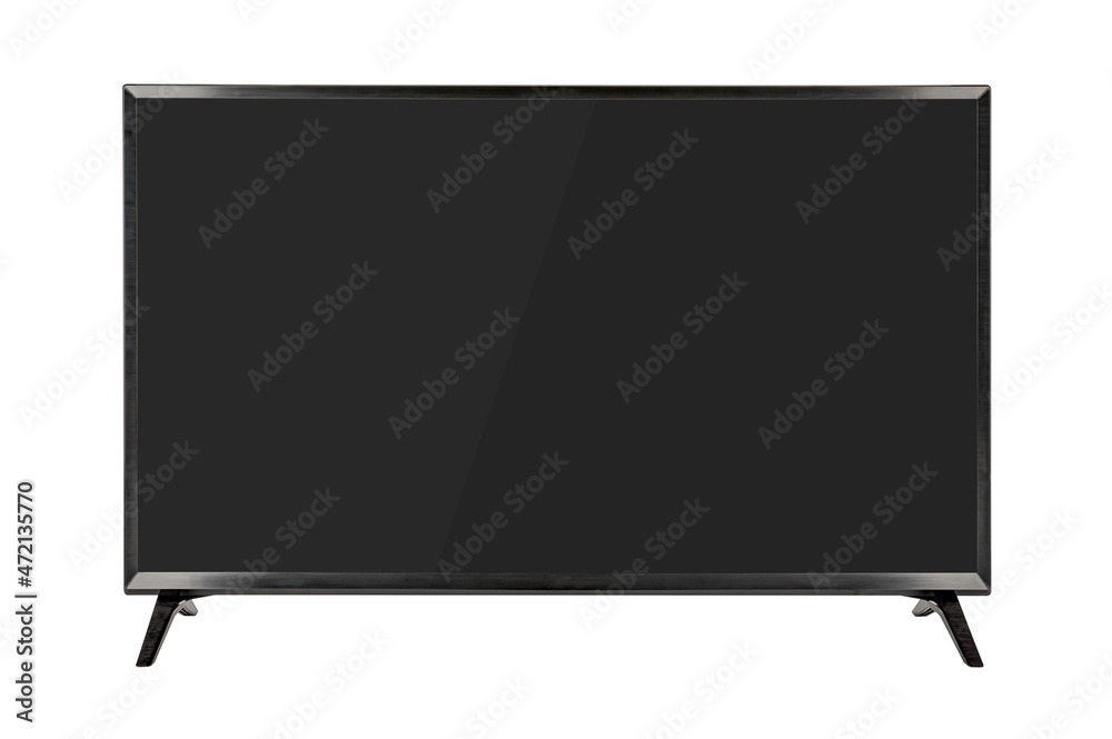Black television screen 4K monitor display mock up isolated on white ...