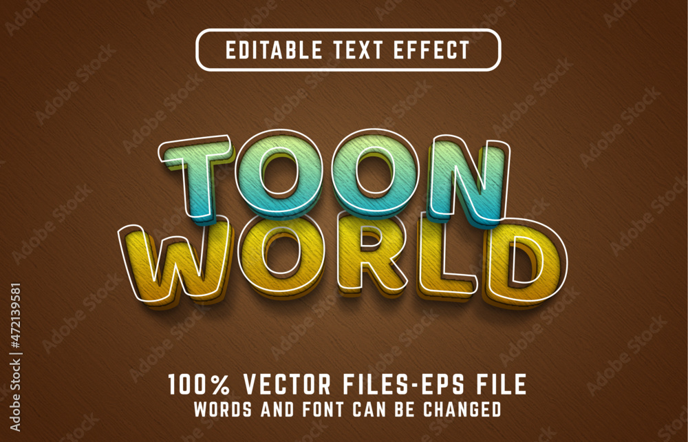 toon world text effect. editable text with cartoon style premium ...