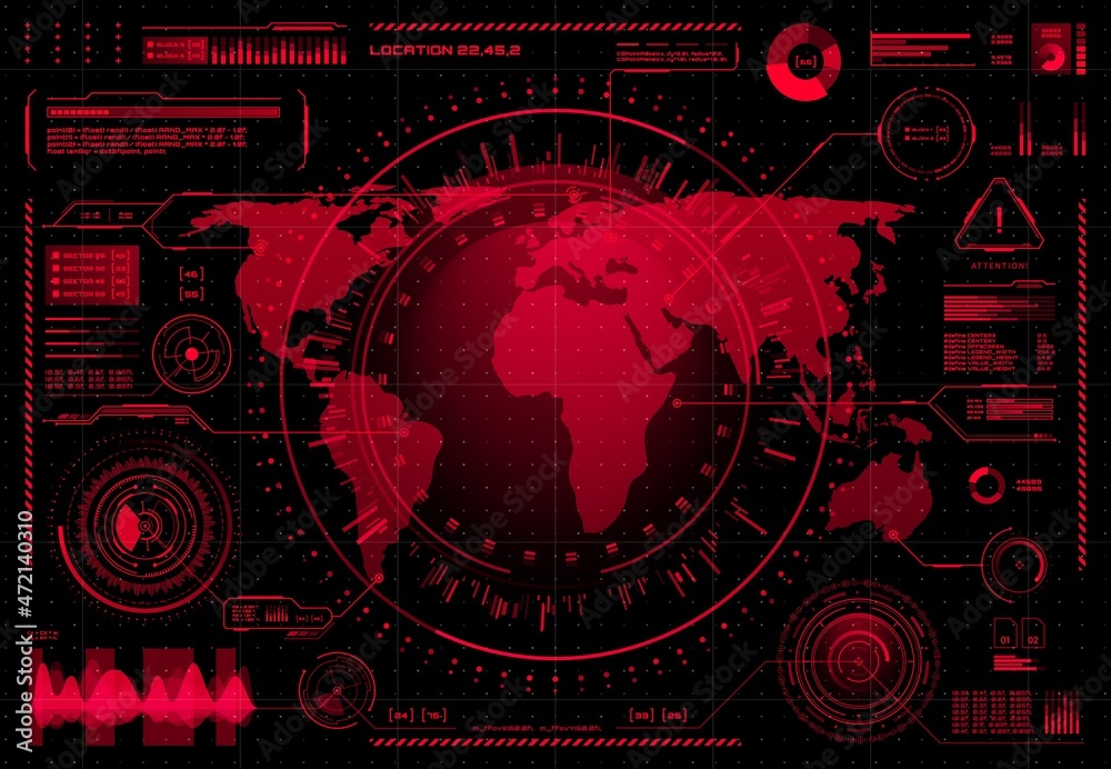 HUD ui, futuristic user interface and infographics with danger, warning ...