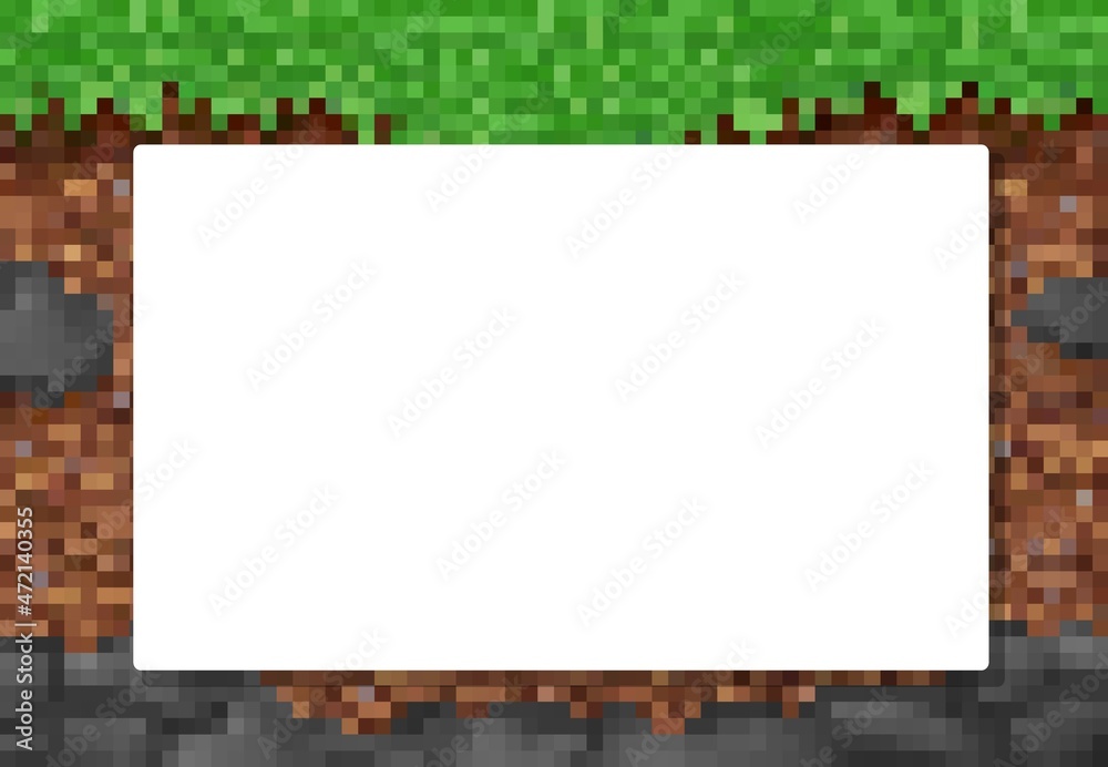 Pixel game pattern background with blank copyspace, vector cubic pixel ...