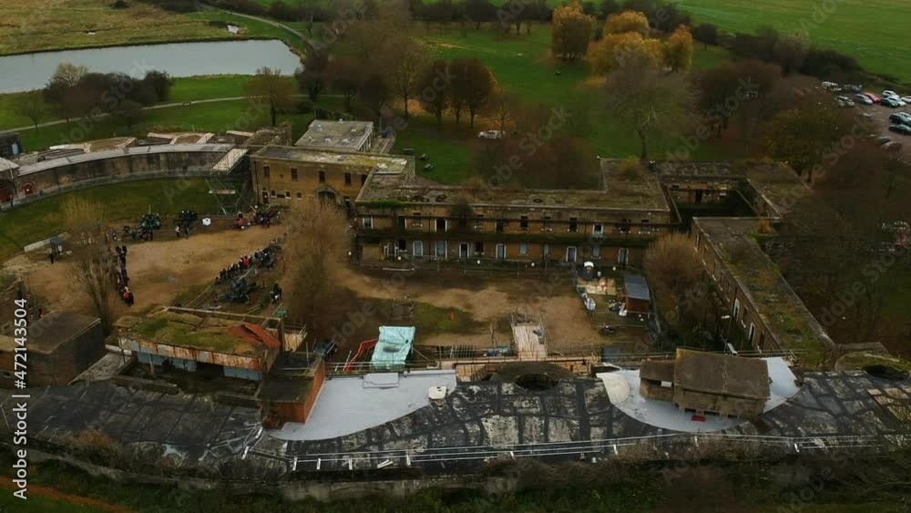 Ariel view of the Coalhouse Fort in Essex, England. A 1860s artillery ...