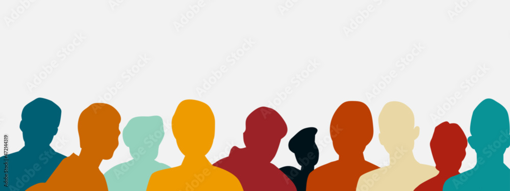 Group diversity silhouette multiethnic people. Community of colleagues ...