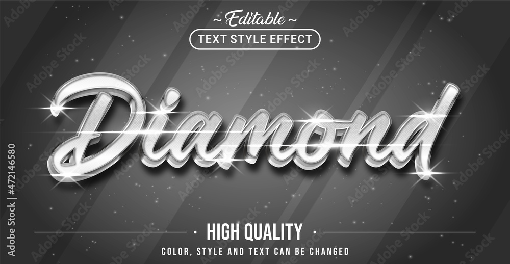 Editable text style effect - Diamond text style theme. Stock Vector ...
