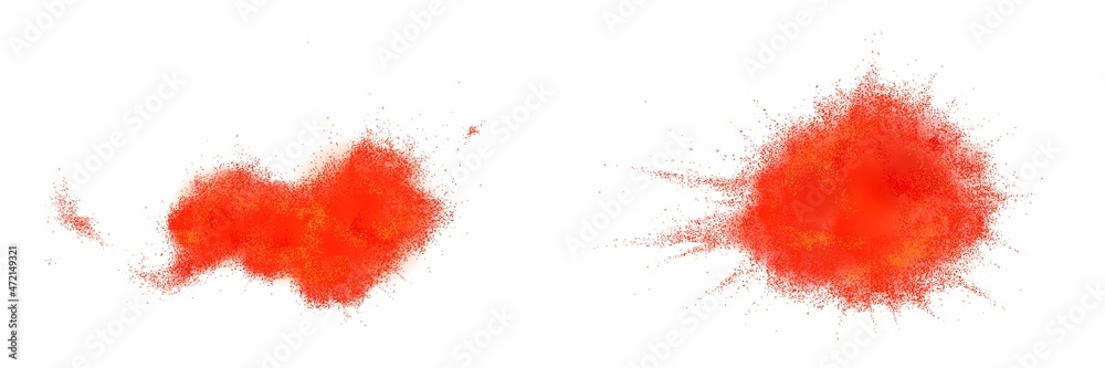 Chili pepper powder splash, isolated spicy burst, dust or red color ...