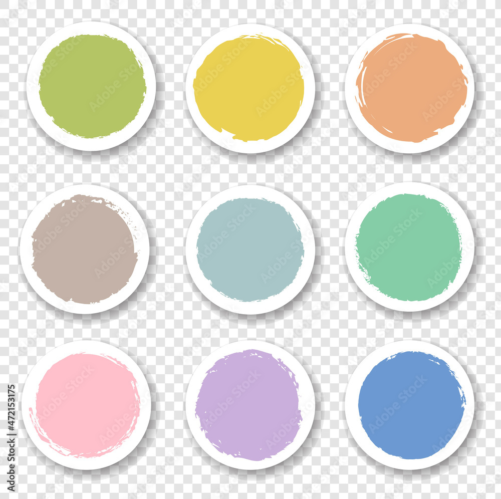 Colorful Label Paper Circle Brush Stroke Collections Transparent ...