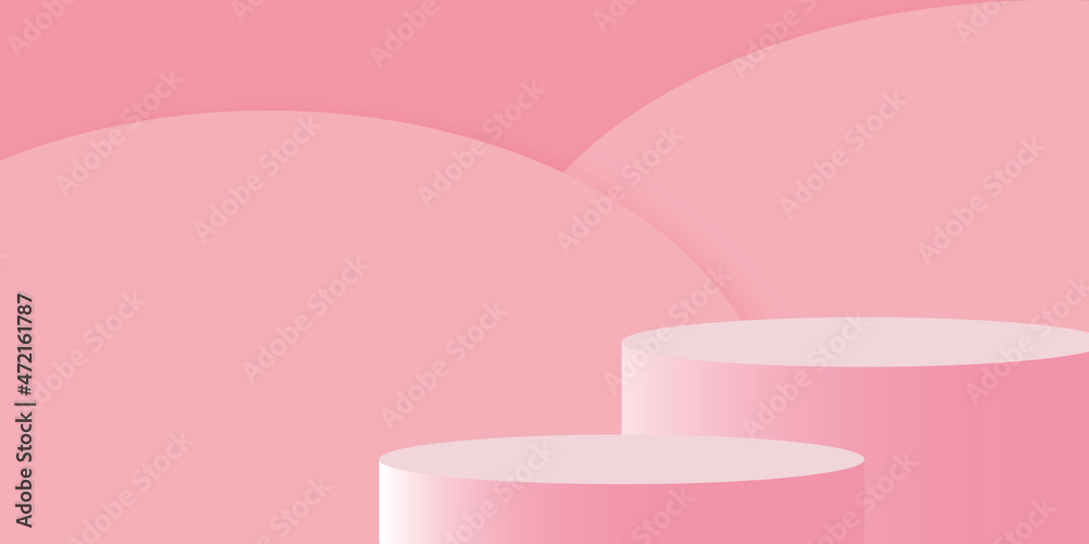 Pink product background stand or podium pedestal with light and shadow ...