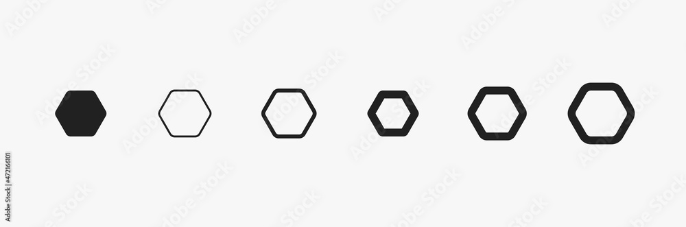 Hexagon icon of vector geometry hexagonal six sided polygon hexagon ...