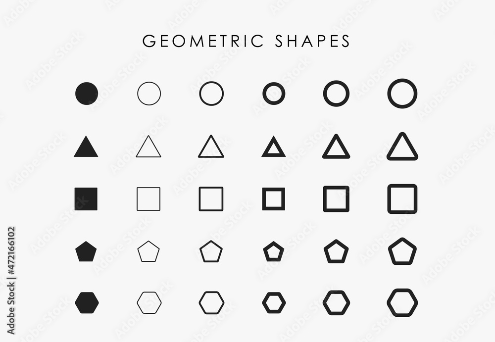 Geometric shapes set vector. Set of simple geometric shapes. Triangle ...