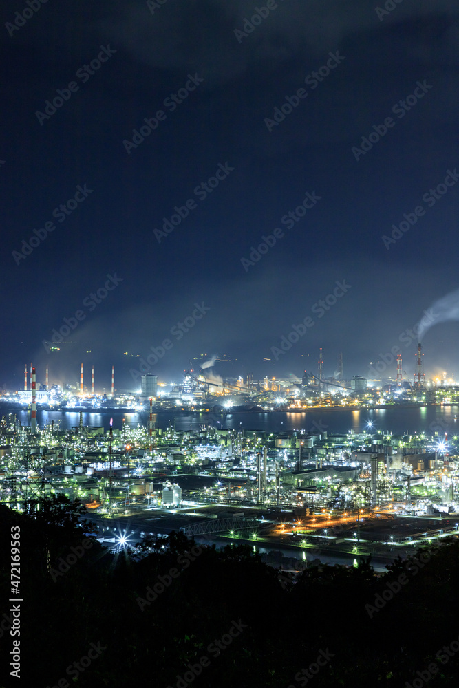 鷲羽山スカイライン水島展望台から見た工場夜景 岡山県倉敷市 Factory night view from Washuzan Skyline ...