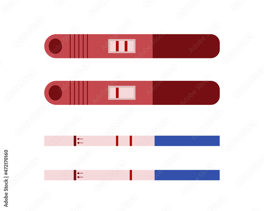 Pregnancy test set, positive and negative result. Vector Illustration ...