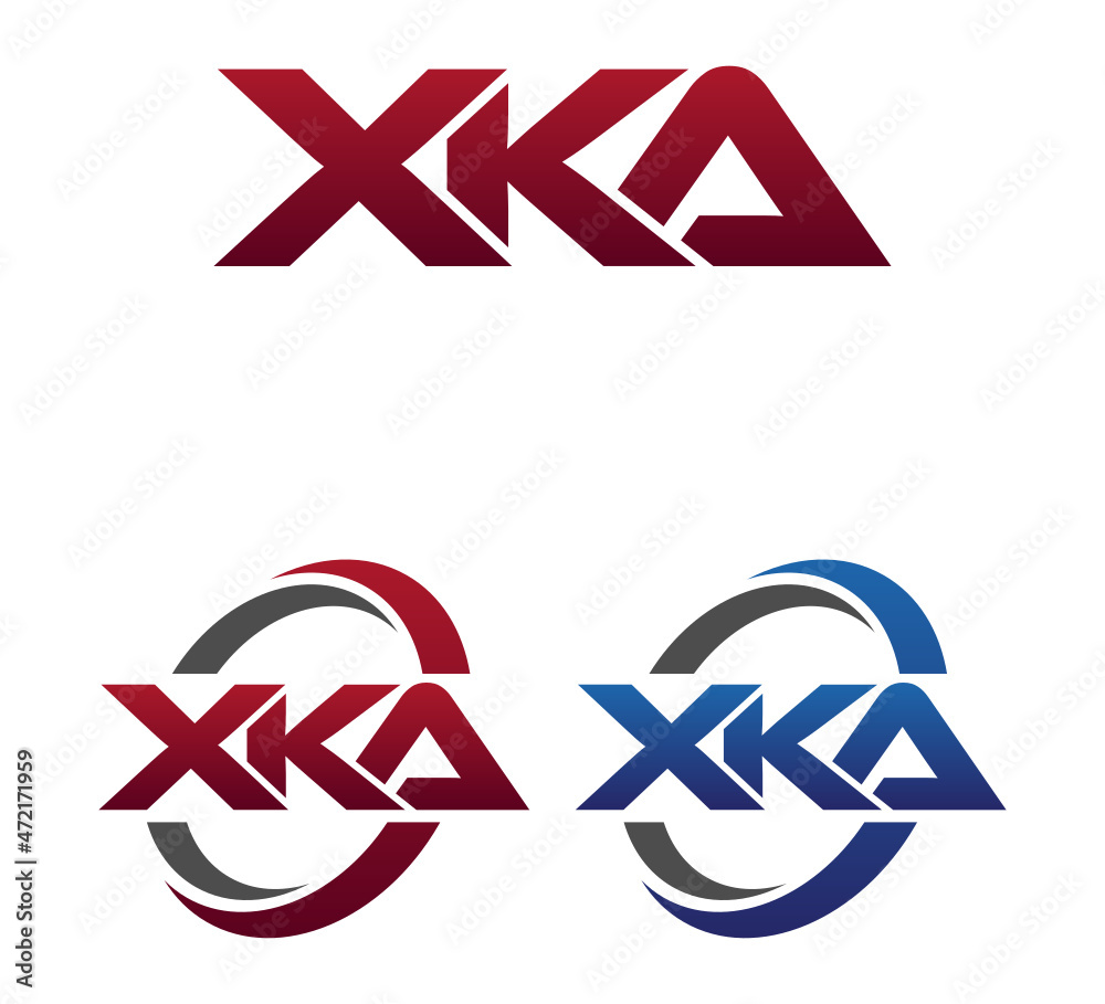 Modern 3 Letters Initial logo Vector Swoosh Red Blue XKA Stock Vector ...
