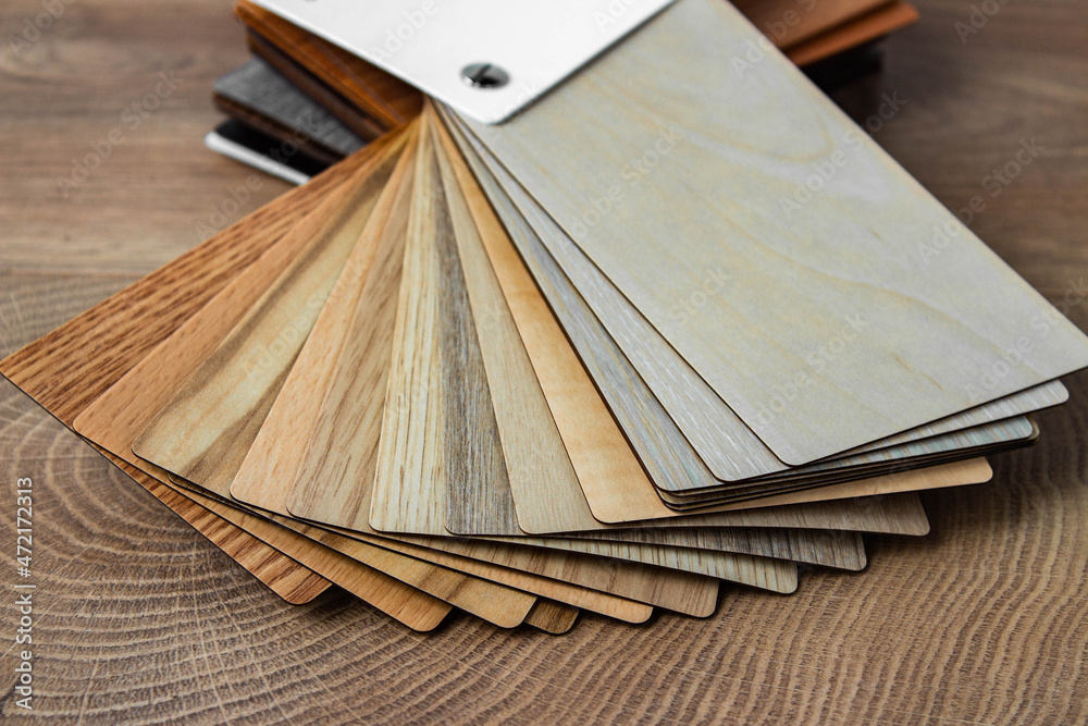 Sample of wood laminated chipboard for furniture design on wooden ...