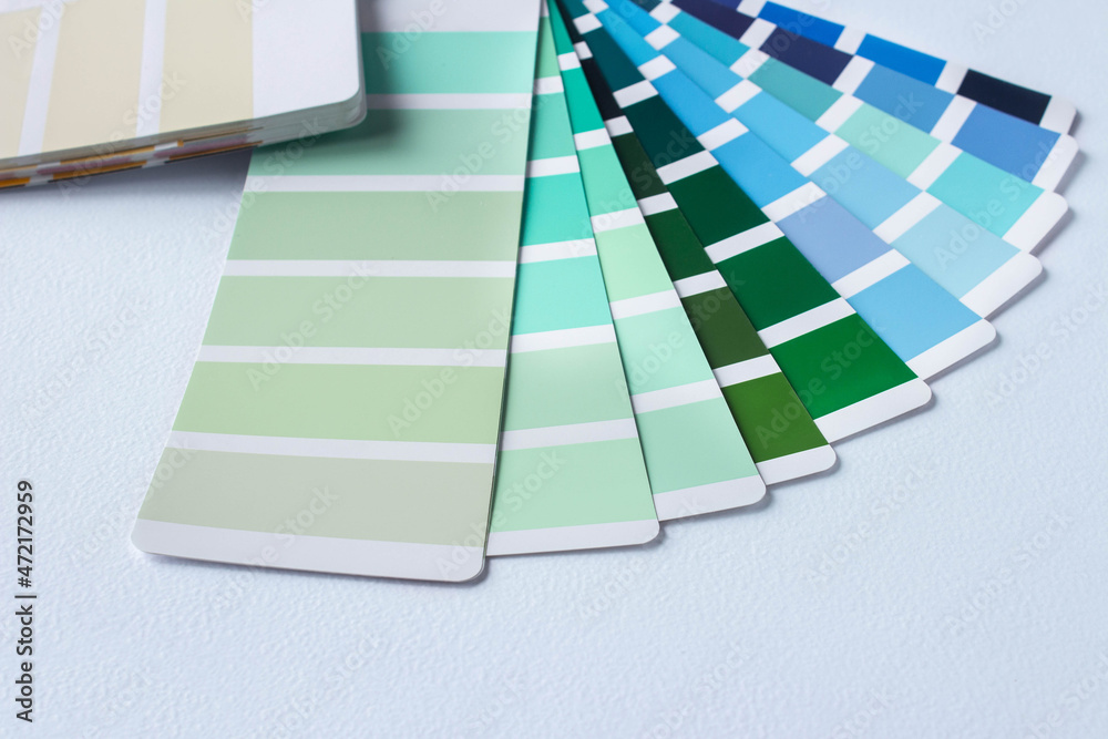 Color guide displaying a range of hues for use in interior design and ...