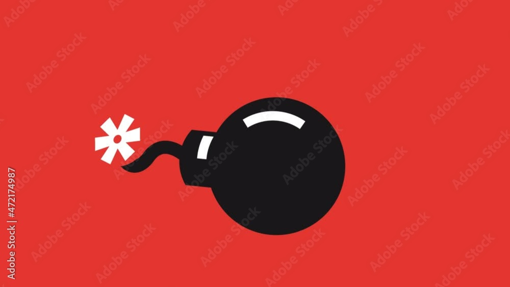 Vidéo Stock Old bomb falling and exploding with the burning fuse moving ...