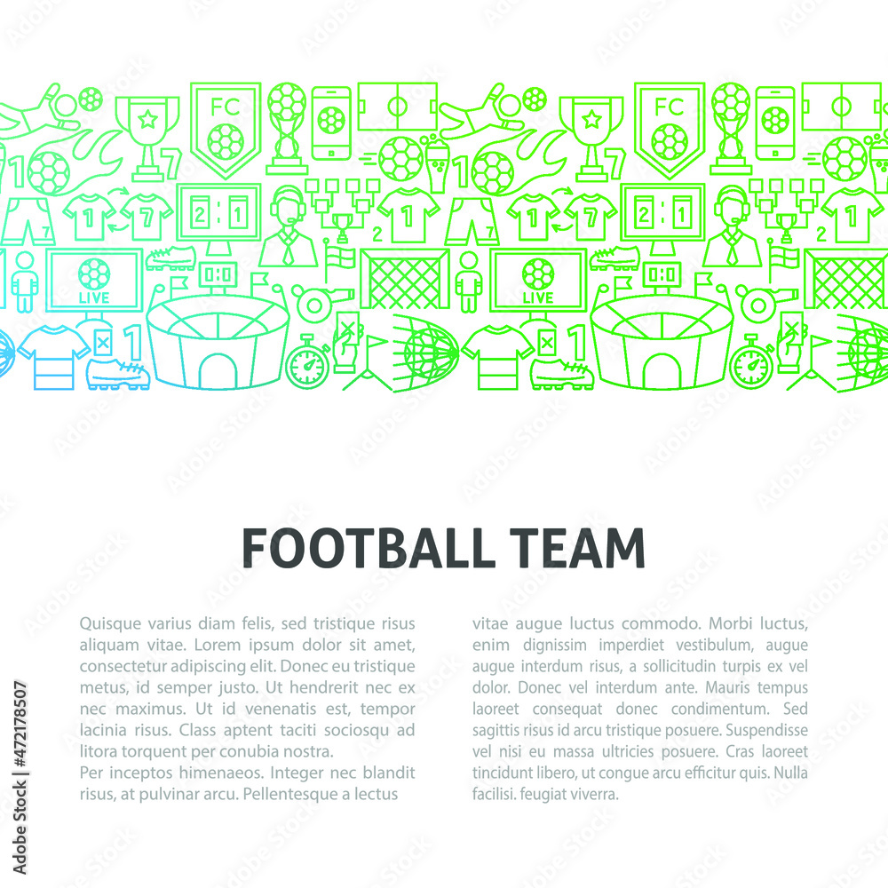Football Team Line Template. Vector Illustration of Outline Design ...