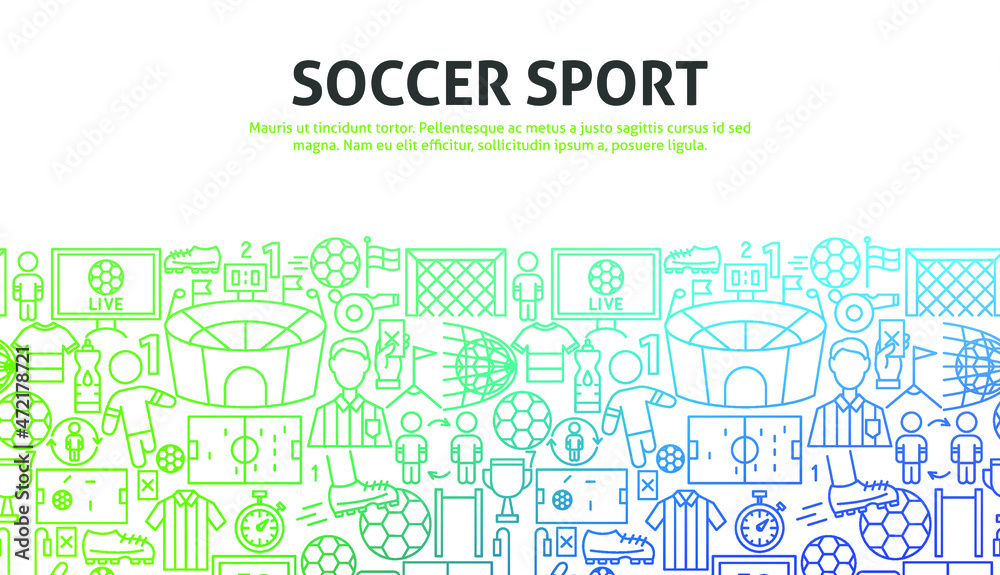 Soccer Sport Outline Concept. Vector Illustration of Outline Design ...