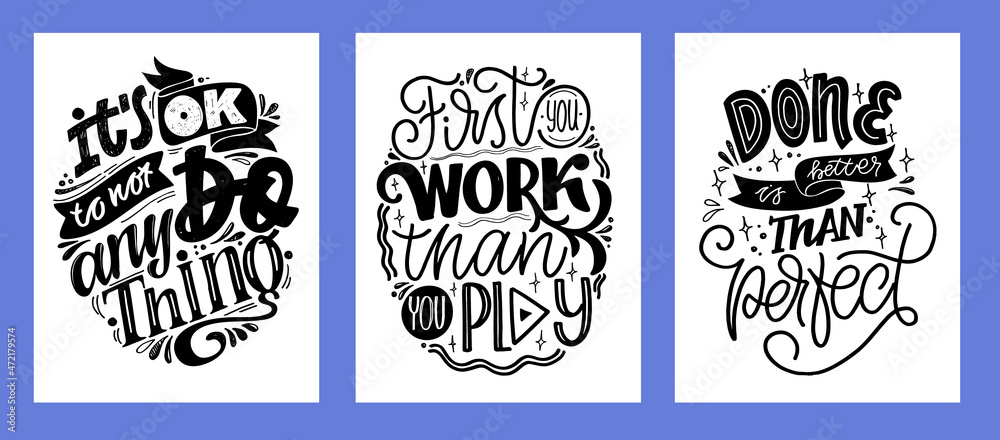 Motivation cute hand drawn lettering postcard about life. Lettering ...