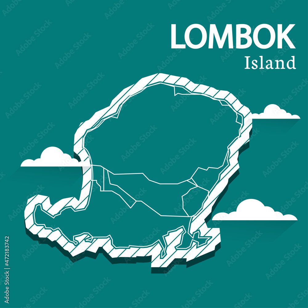 PrintPost template for social media Lombok Island vector map, High ...