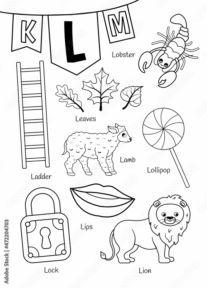 English alphabet with cartoon cute children illustrations. Kids ...