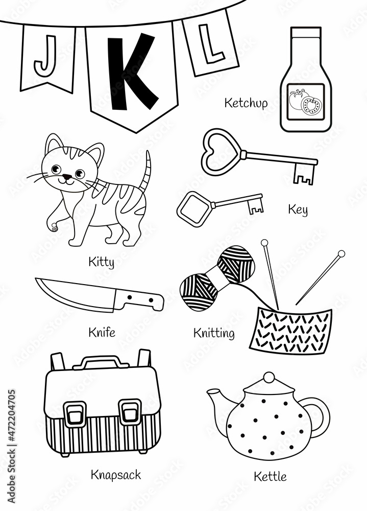 English alphabet with cartoon cute children illustrations. Kids ...