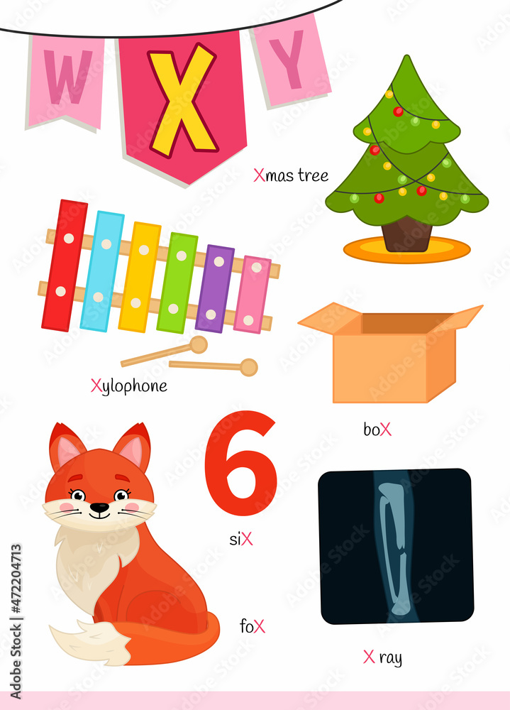 English alphabet with cartoon cute children illustrations. Kids ...