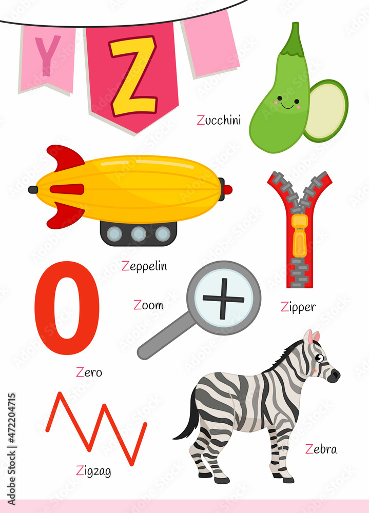 English alphabet with cartoon cute children illustrations. Kids ...