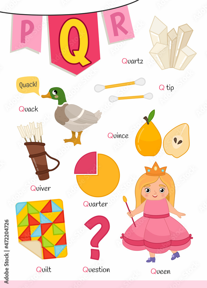 English alphabet with cartoon cute children illustrations. Kids ...