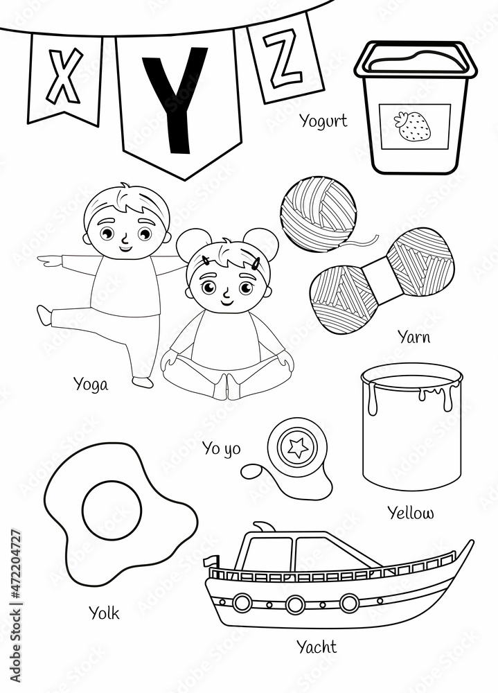 English alphabet with cartoon cute children illustrations. Kids ...