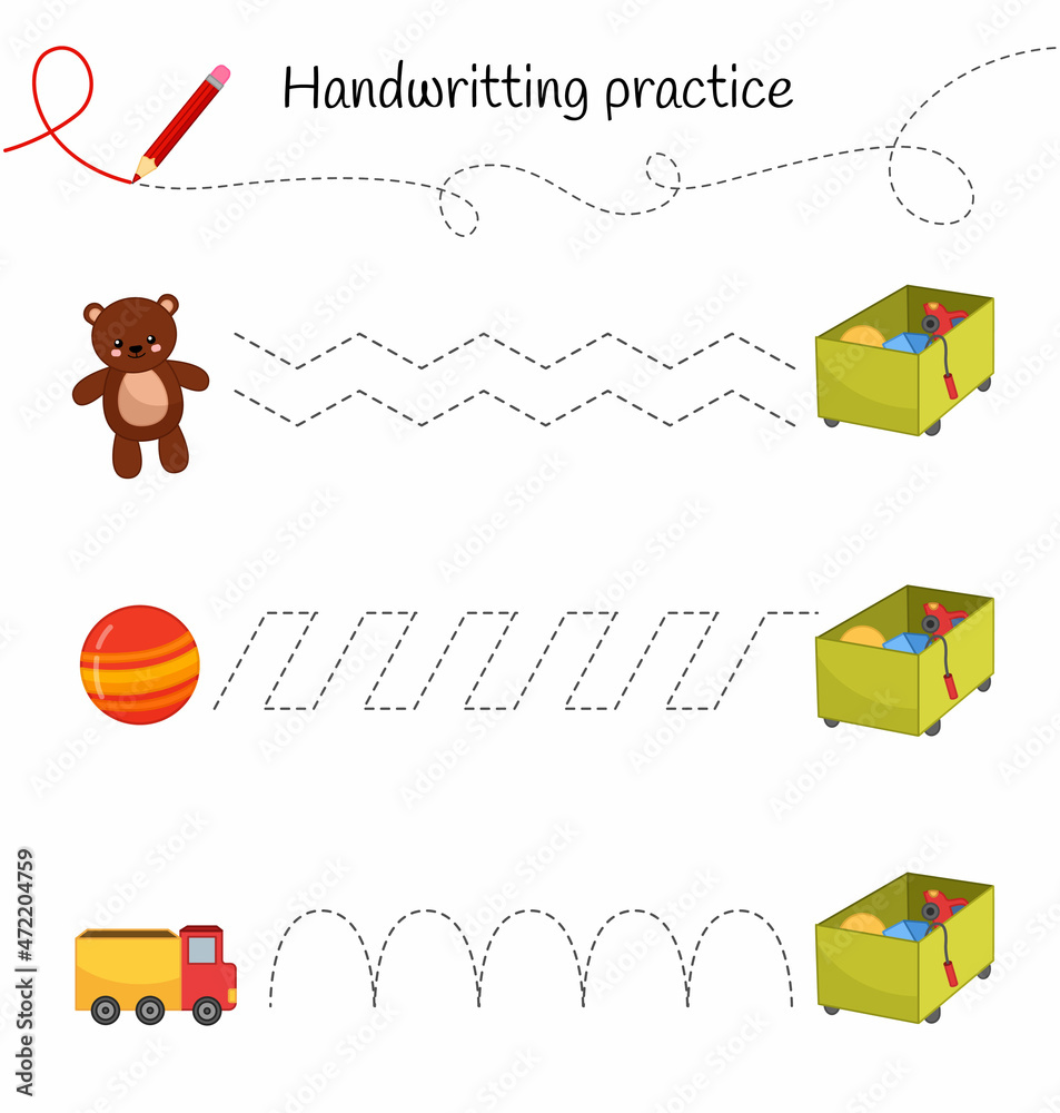 Handwriting practice sheet. Basic writing. Educational game for ...