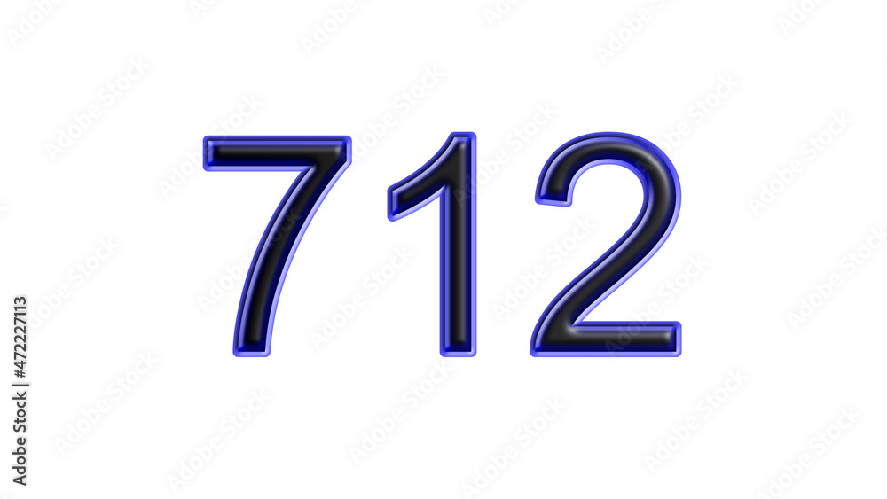 blue 712 number 3d effect white background Stock Illustration | Adobe Stock