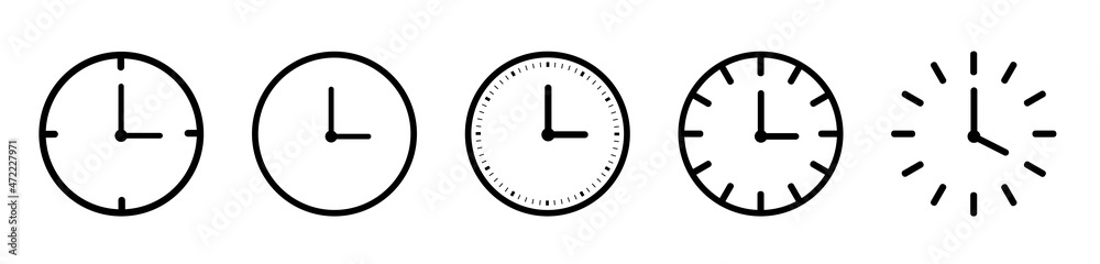 Clock icons set. Time clocks icon collection design. set of analog clock icon symbol. Circle ...