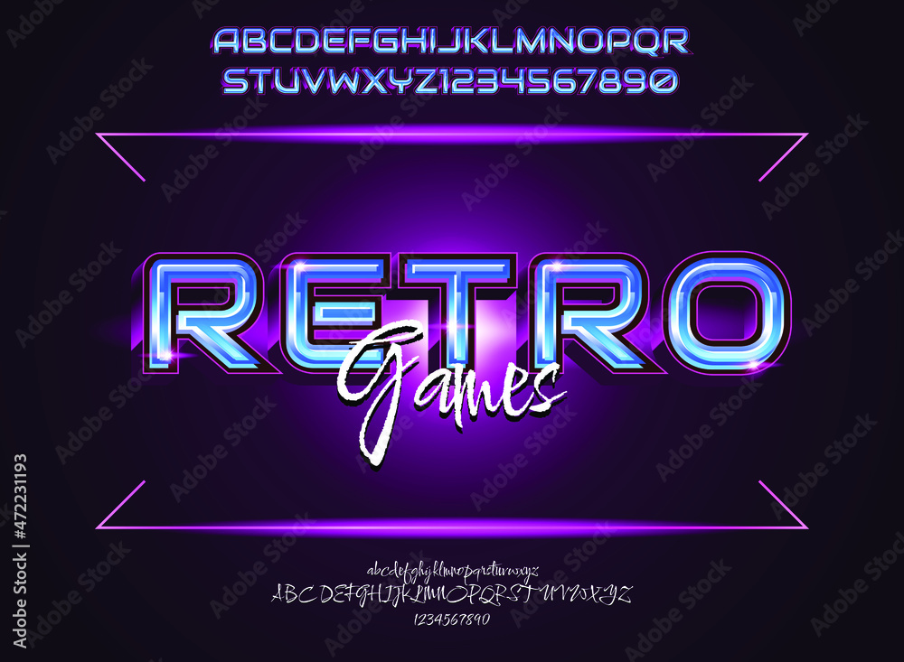 modern futuristic retro games text effect Stock Vector | Adobe Stock