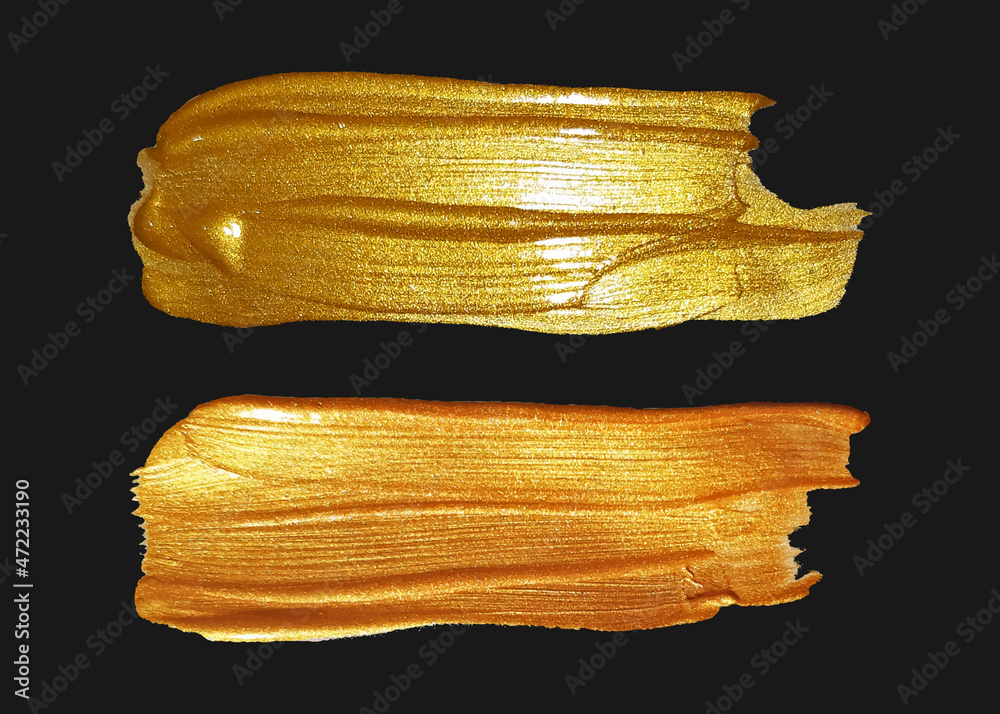 Abstract golden brush stroke, Gold brush stroke hand-painted set ...