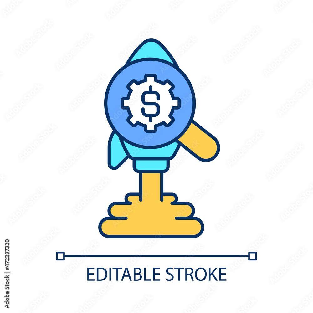 Launch preparation RGB color icon. Spaceship release. Business and ...